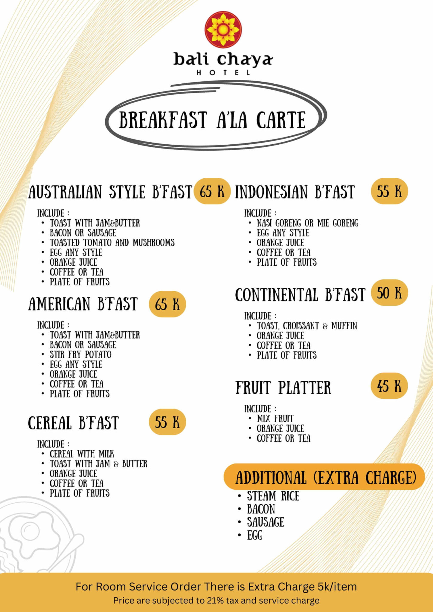 RESTAURANT MENU - Bali Chaya Hotel